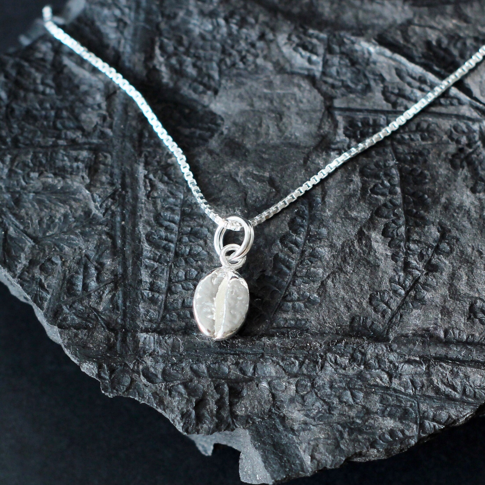 Sterling Silver Coffee Bean Pendant Coffee Necklace Silver Coffee Bean Jewelry Coffee Gift ...