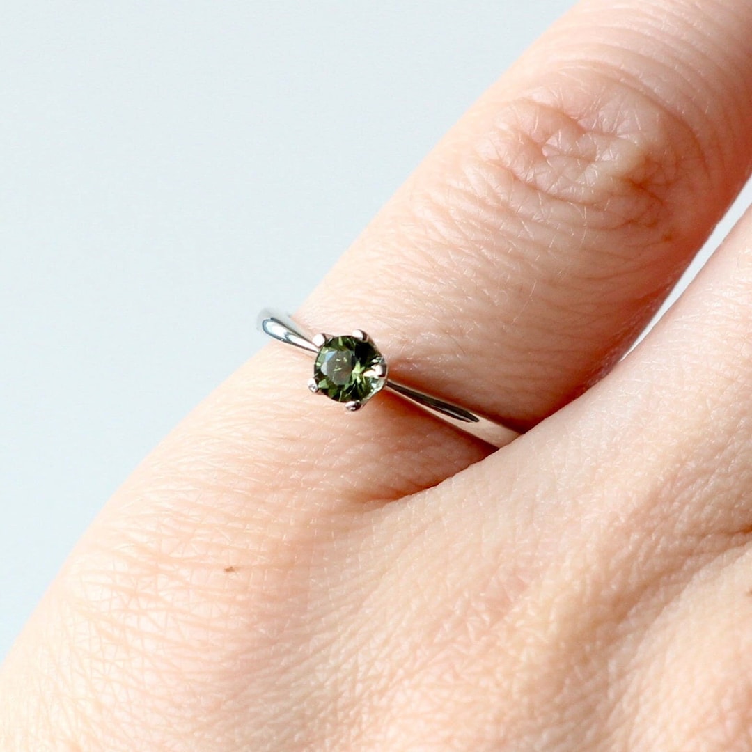 Genuine Moldavite Ring 4mm Stone, Real Moldavite Ring Silver, Czech ...