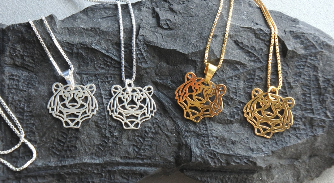 Sterling Silver Tiger Pendant Necklace – Tiger Head Pendant, Zodiac ...