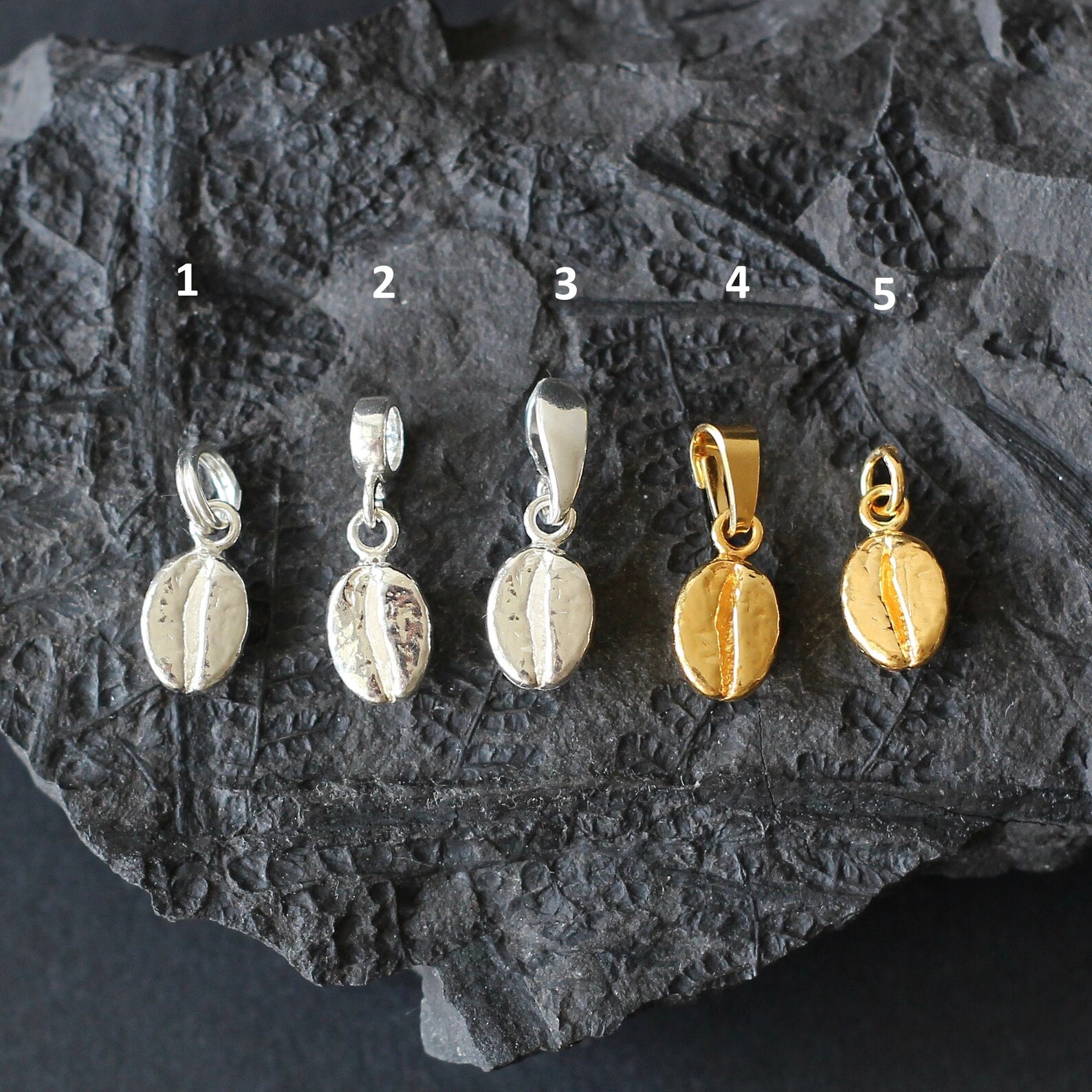 Sterling Silver Coffee Bean Pendant Coffee Necklace Silver Coffee Bean ...