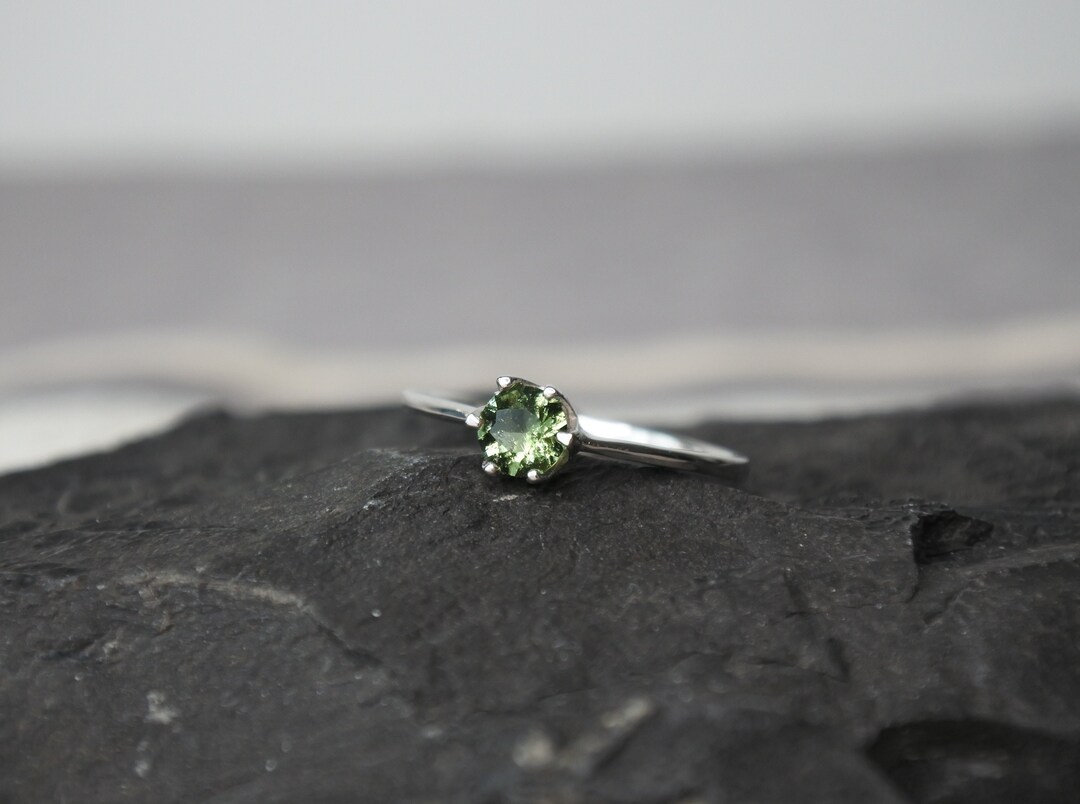 Genuine Moldavite Ring 5mm Stone, Real Moldavite Ring Silver, Czech ...