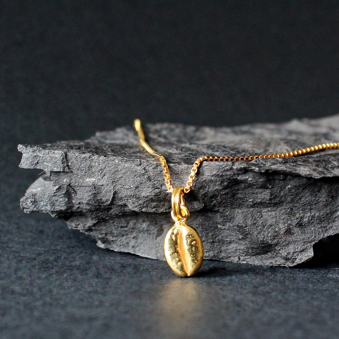 Sterling Silver Coffee Bean Pendant Coffee Necklace Silver Coffee Bean ...