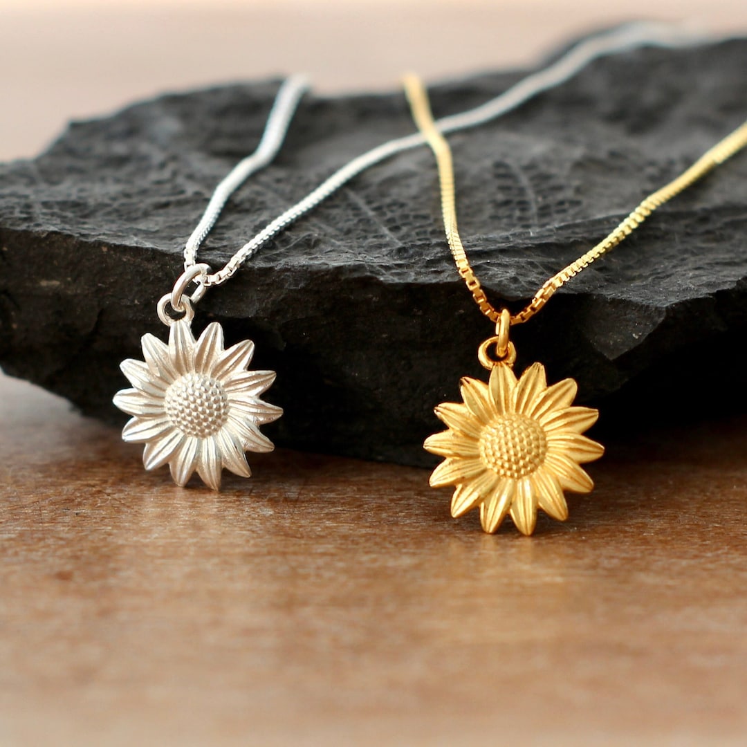 Sunflower Pendant Necklace Sterling Silver Jewelry, Sunflower Pendant ...