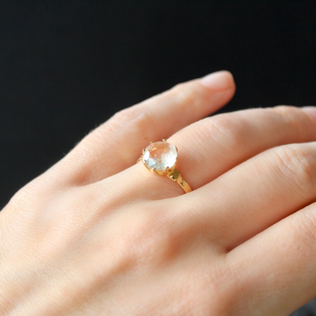 9mm Real Libyan Desert Glass Ring, Authentic Tektite Jewelry in ...