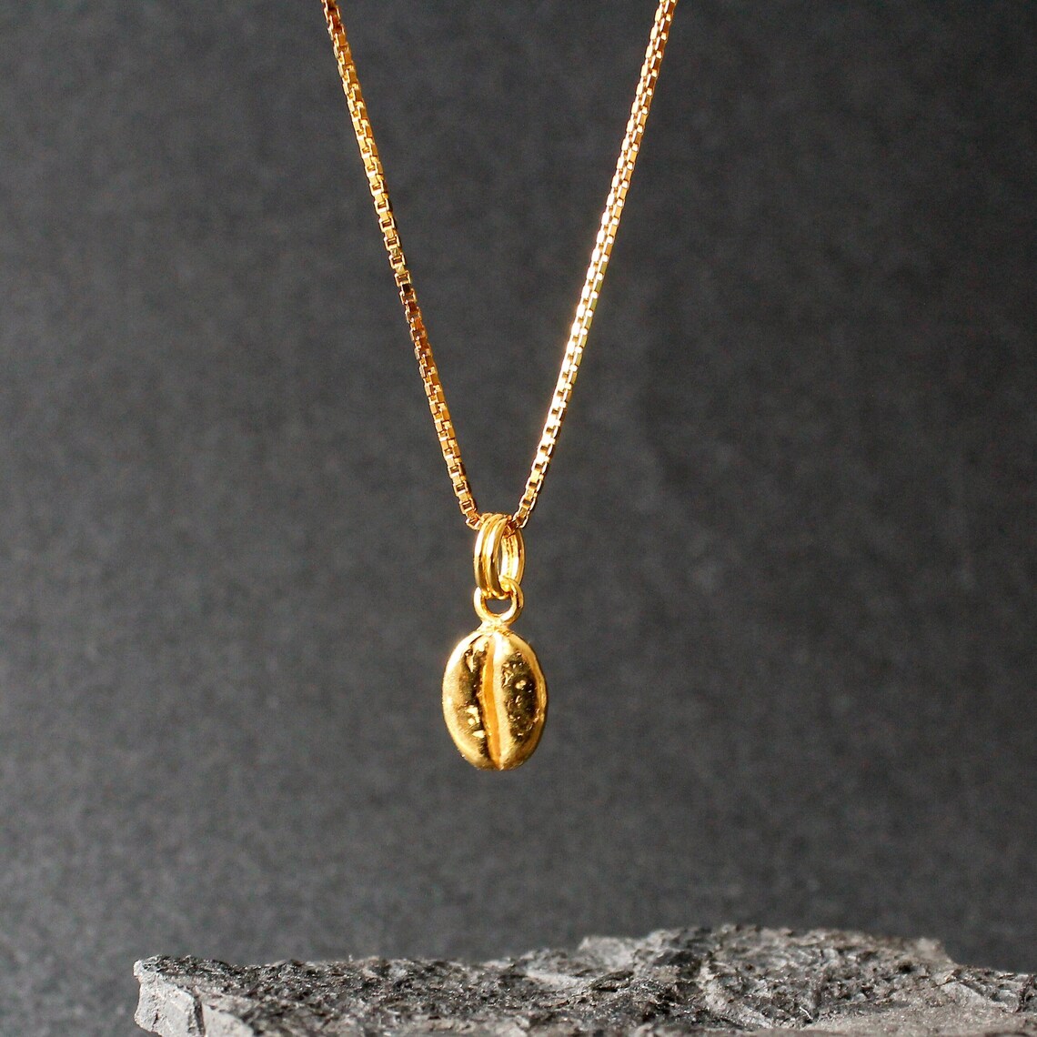 Sterling Silver Coffee Bean Pendant Coffee Necklace Silver Coffee Bean ...