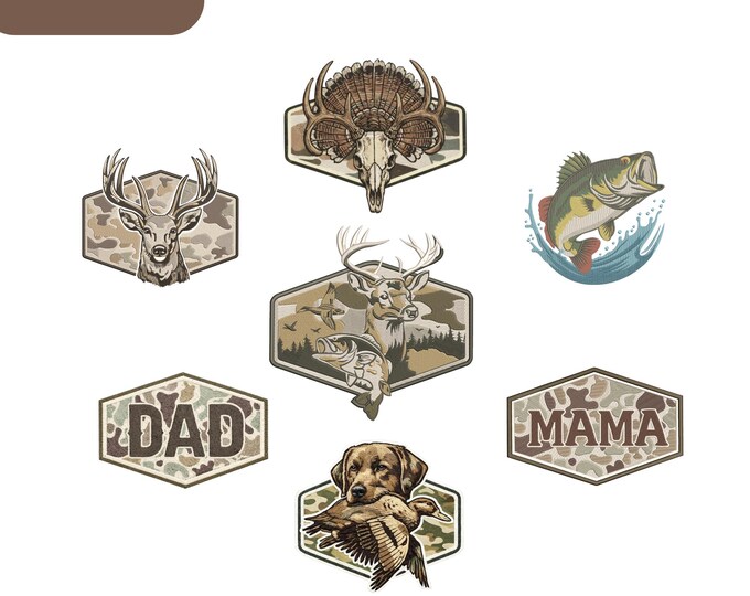Hunting Embroidery Design Bundle, Retro Camo Hunting Embroidery File ...