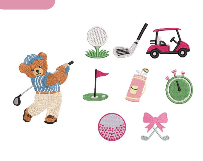 Golf Lover's Embroidery Design Bundle, Golf Icons Embroidery File, Cute ...