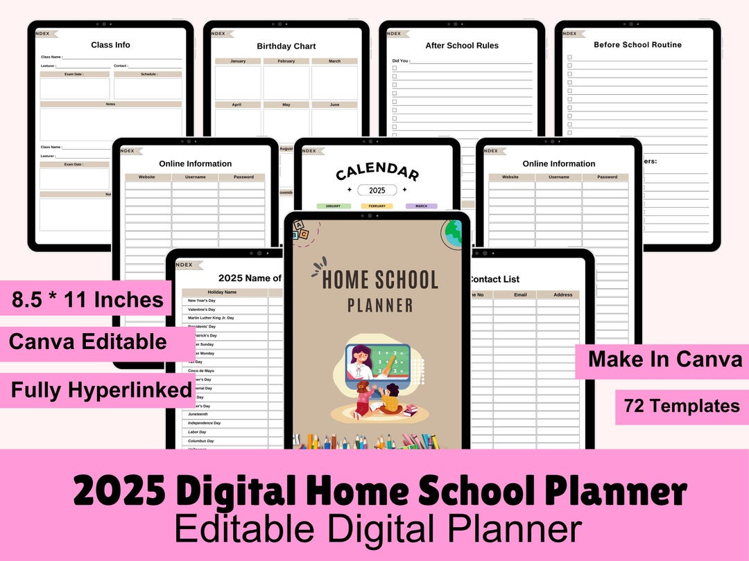 Homeschool Plan 2025 2026 Printable Planner Rainbow Home School ...