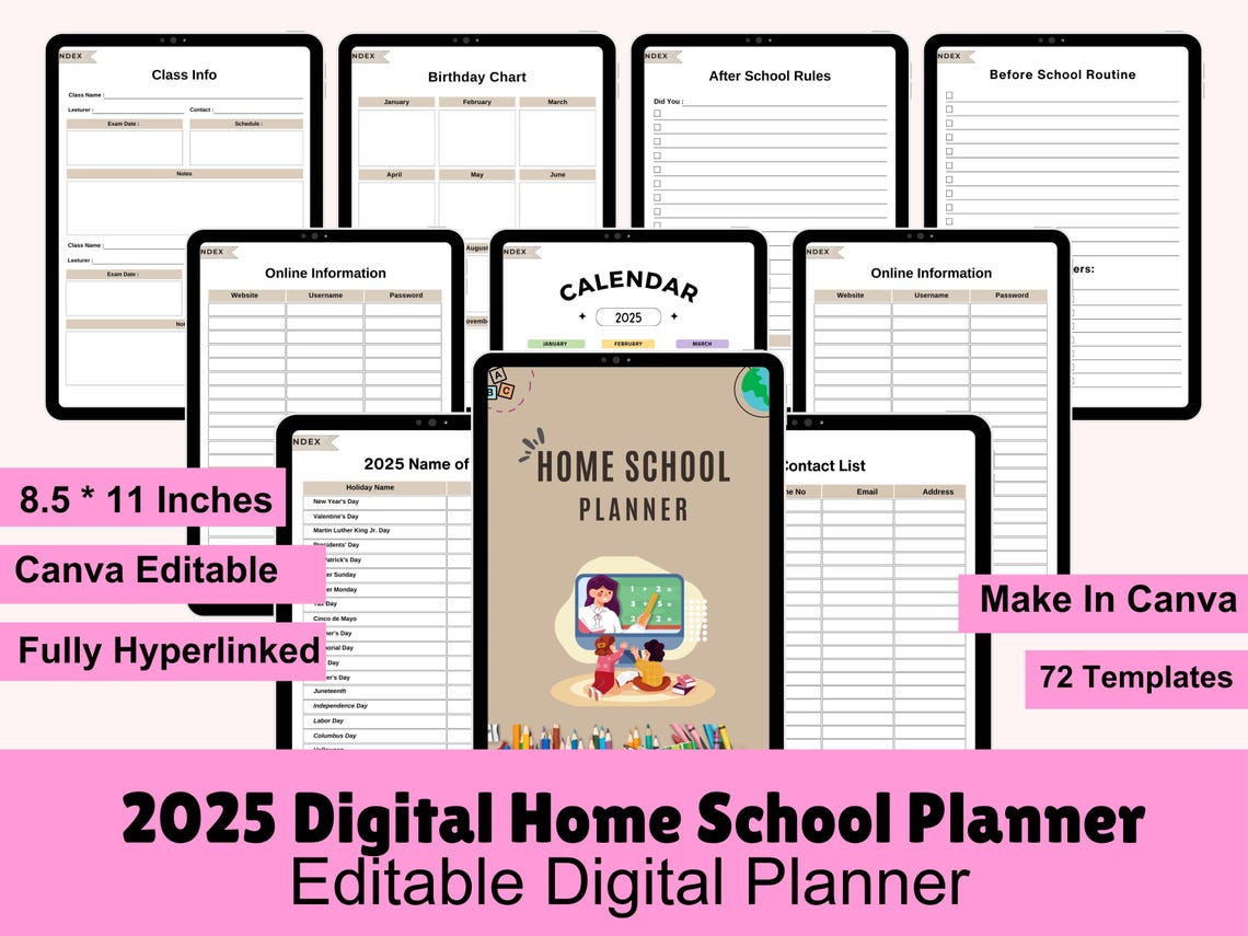 Homeschool Plan 2025 2026 Printable Planner Rainbow Home School ...