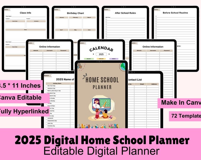 Homeschool Plan 2025 2026 Printable Planner Rainbow Home School ...
