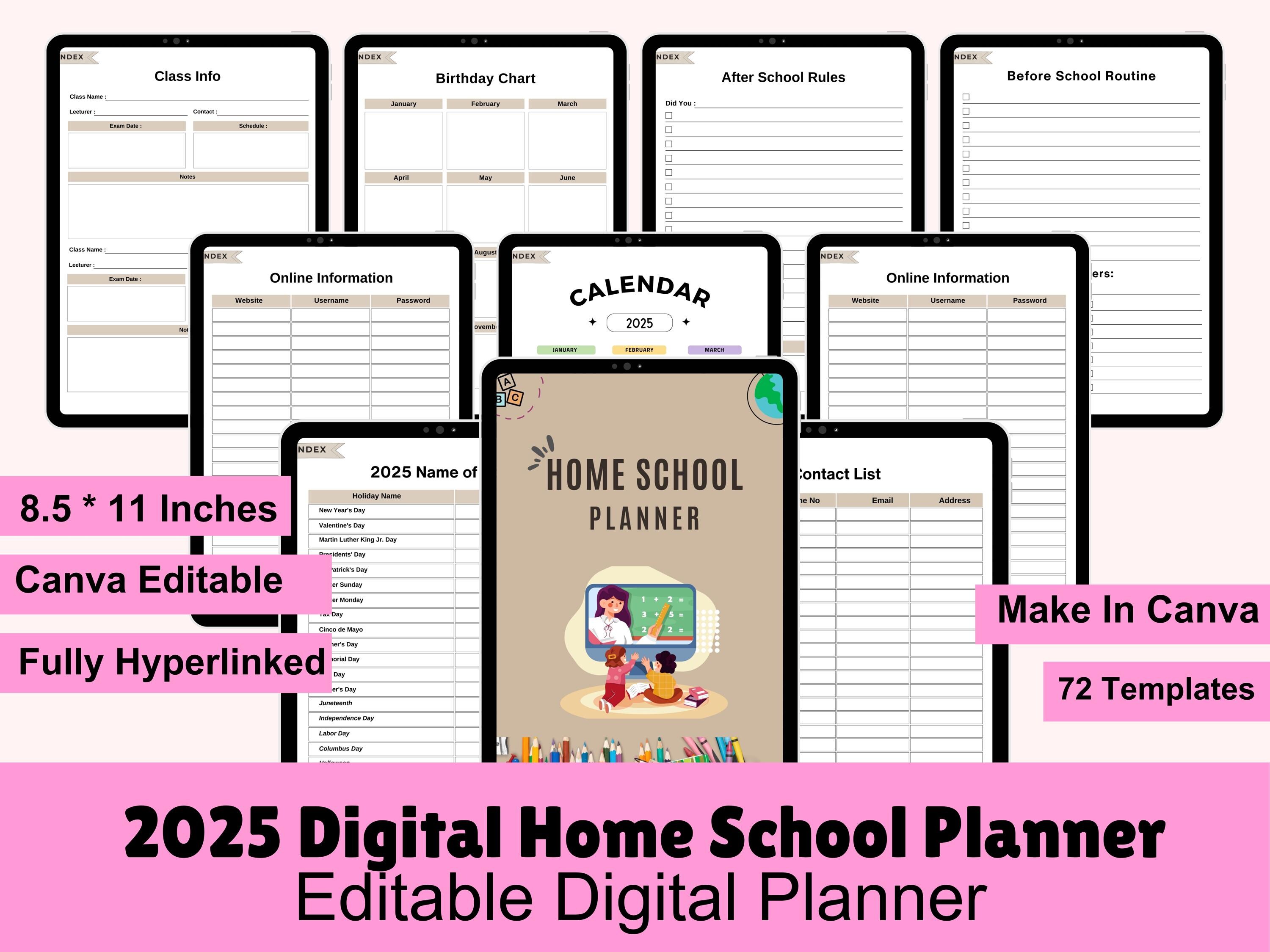 Homeschool Plan 2025 2026 Printable Planner Rainbow Home School ...
