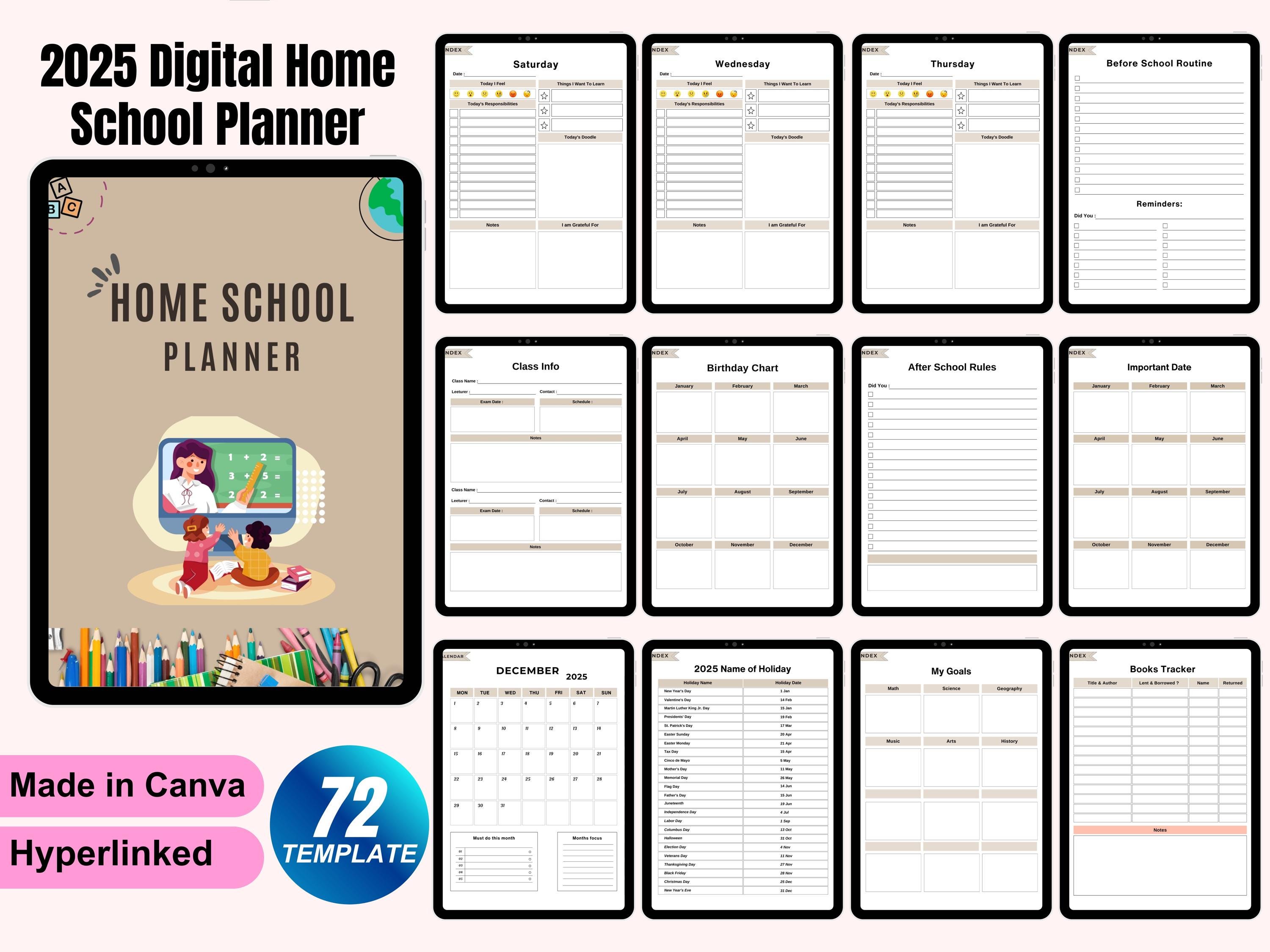 Homeschool Plan 2025 2026 Printable Planner Rainbow Home School ...