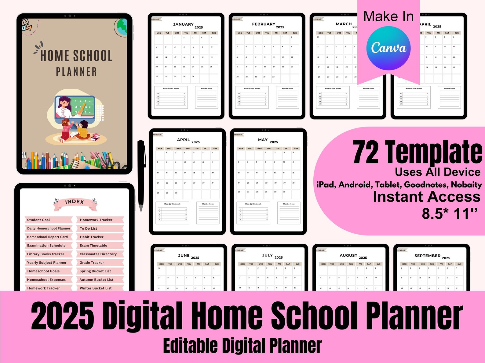 Homeschool Plan 2025 2026 Printable Planner Rainbow Home School ...