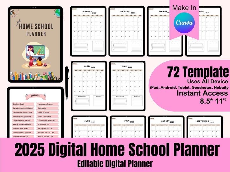 Homeschool Plan 2025 2026 Printable Planner Rainbow Home School ...