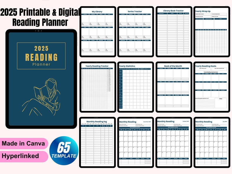 2025 Reading Habit Tracker Printable BUNDLE Reading Planner PDF Monthly ...