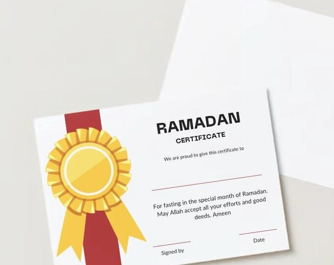 Ramadan Kids Completion Certificate, Achievement Award, Muslim Kids ...
