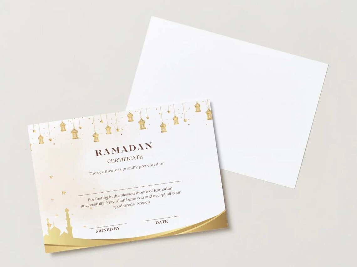 Ramadan Kids Completion Certificate, Achievement Award, Muslim Kids ...