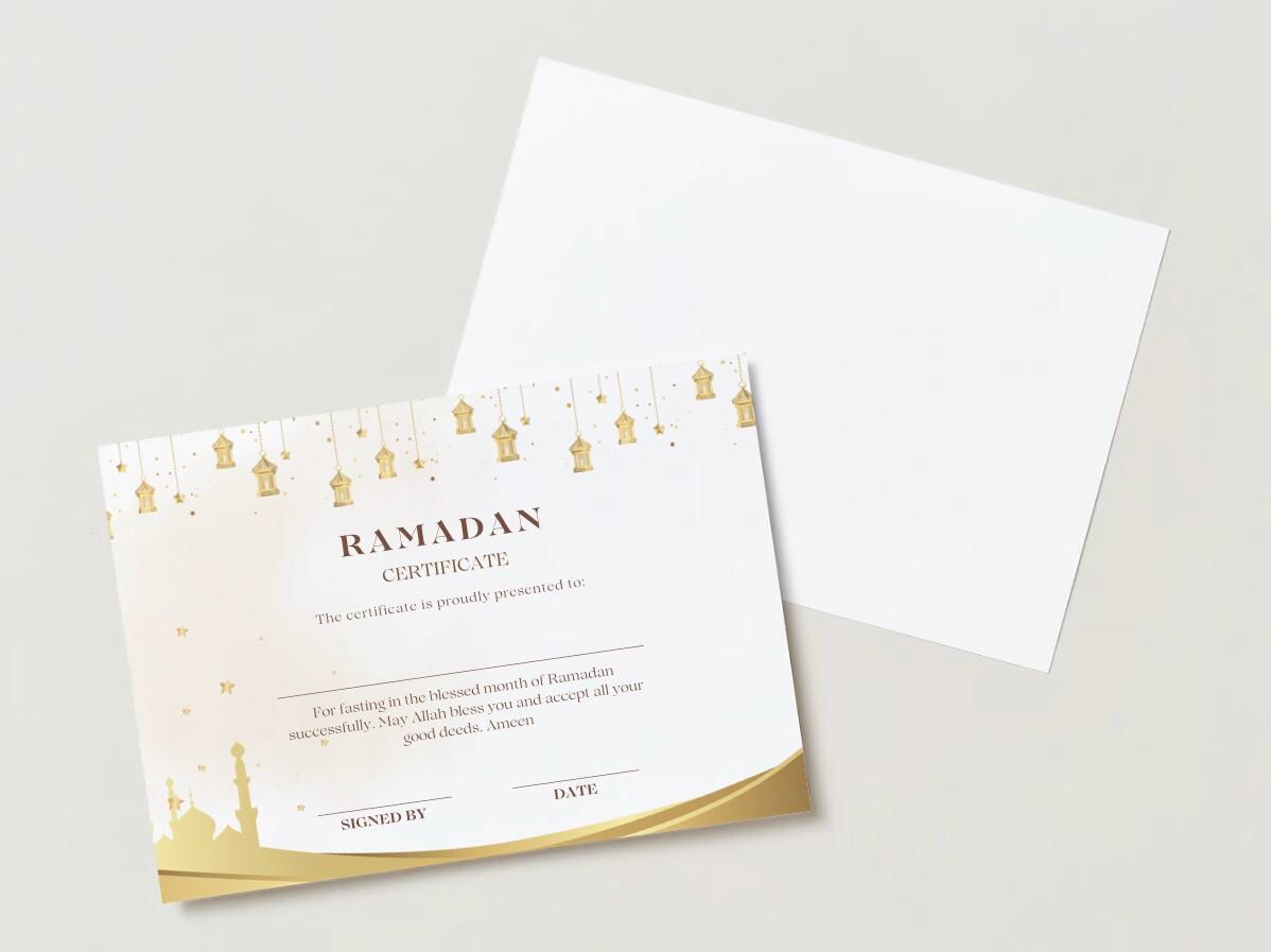 Ramadan Kids Completion Certificate, Achievement Award, Muslim Kids ...