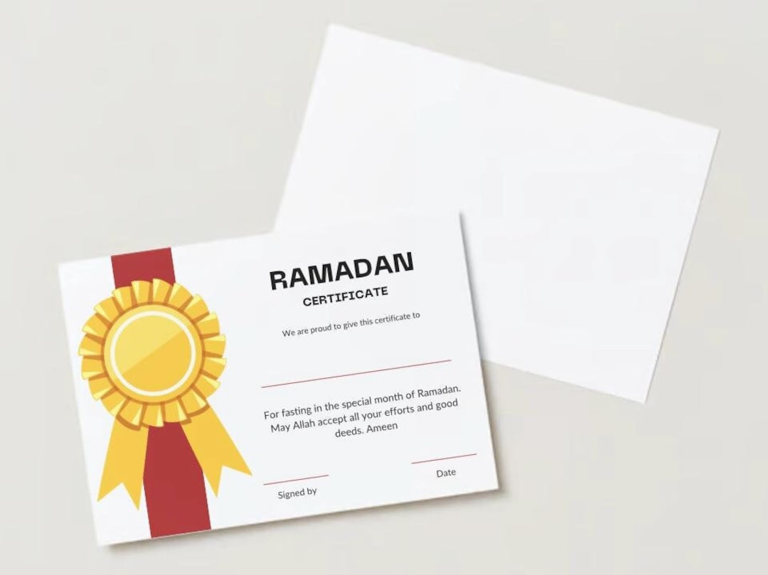 Ramadan Kids Completion Certificate, Achievement Award, Muslim Kids ...