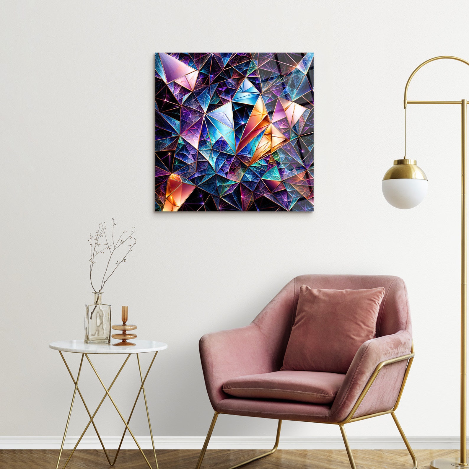 Refractive Tempered Glass, Elegant Home Decor Glass Art, Asymmetric ...
