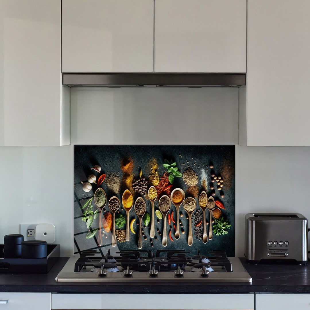 Spice Symphony Stove Backsplash, Kitchen Wall Decor, Heat Resistant ...