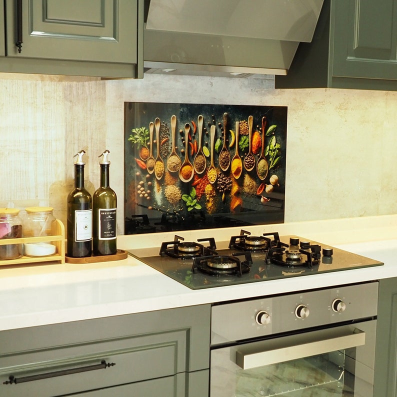 Spice Symphony Stove Backsplash, Kitchen Wall Decor, Heat Resistant ...
