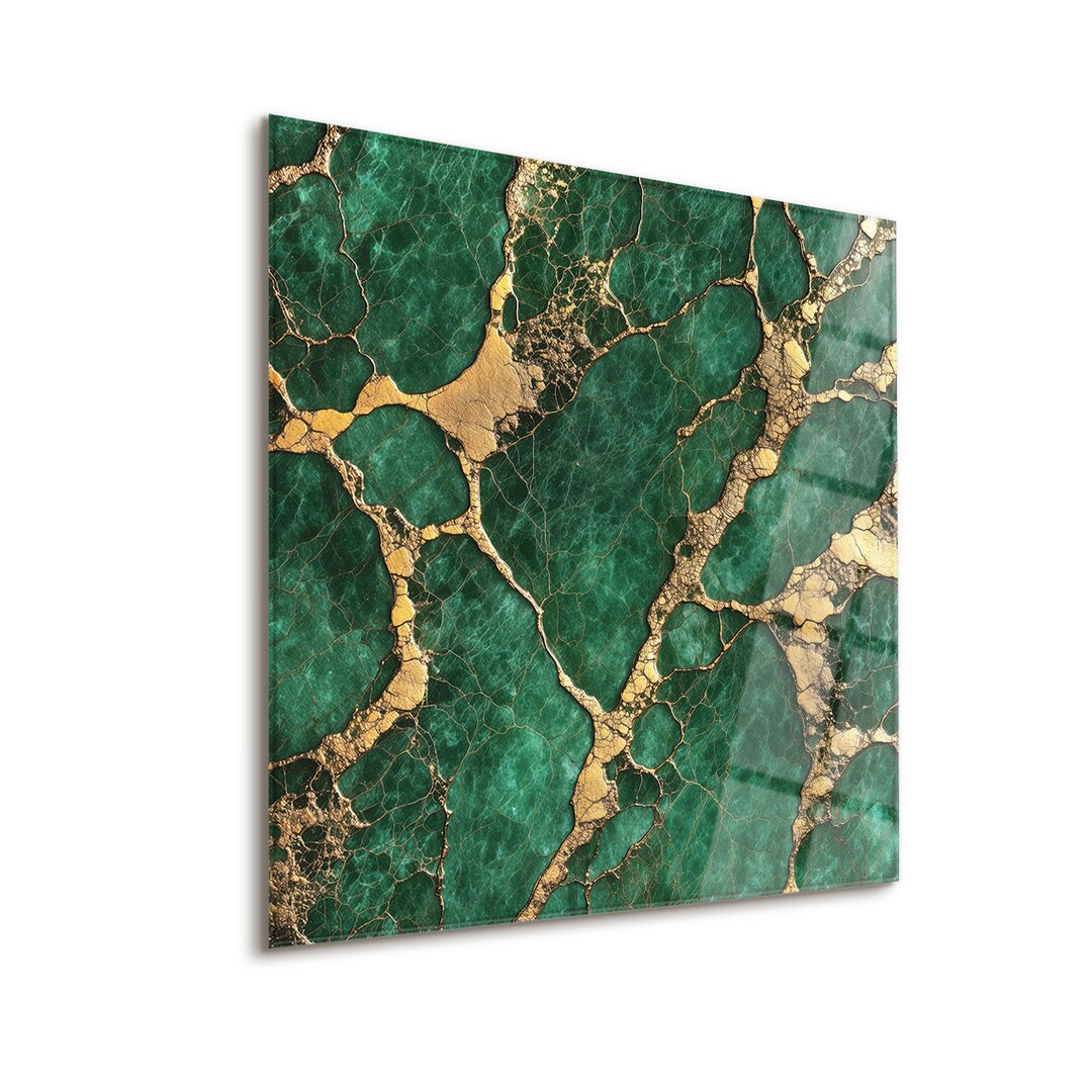 Emerald Tempered Glass Abstract Wall Art, Green Wall Decor, Modern Home ...