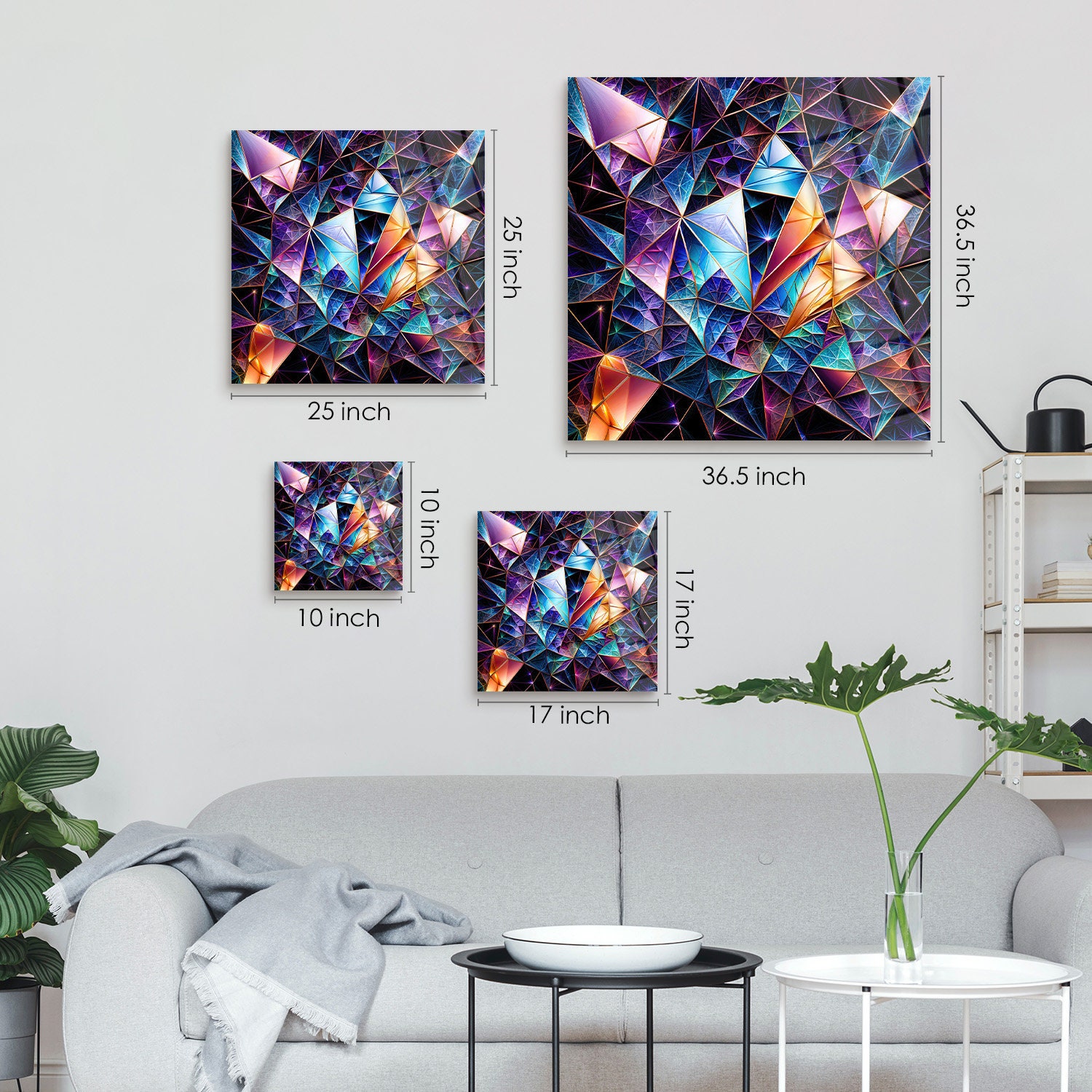 Refractive Tempered Glass, Elegant Home Decor Glass Art, Asymmetric ...