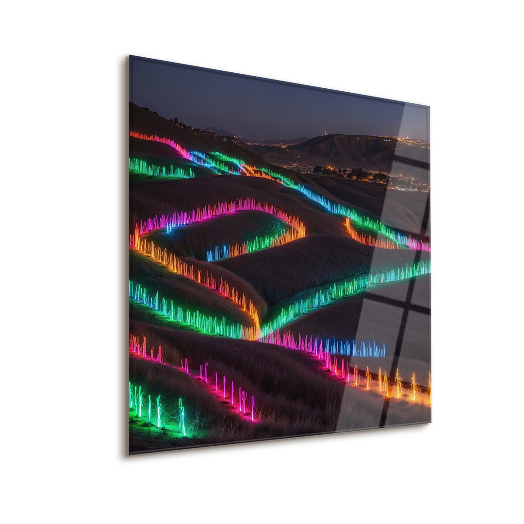 Neon Colors Glass Poster for Vibrant Game Room Decor, Tempered Glass ...