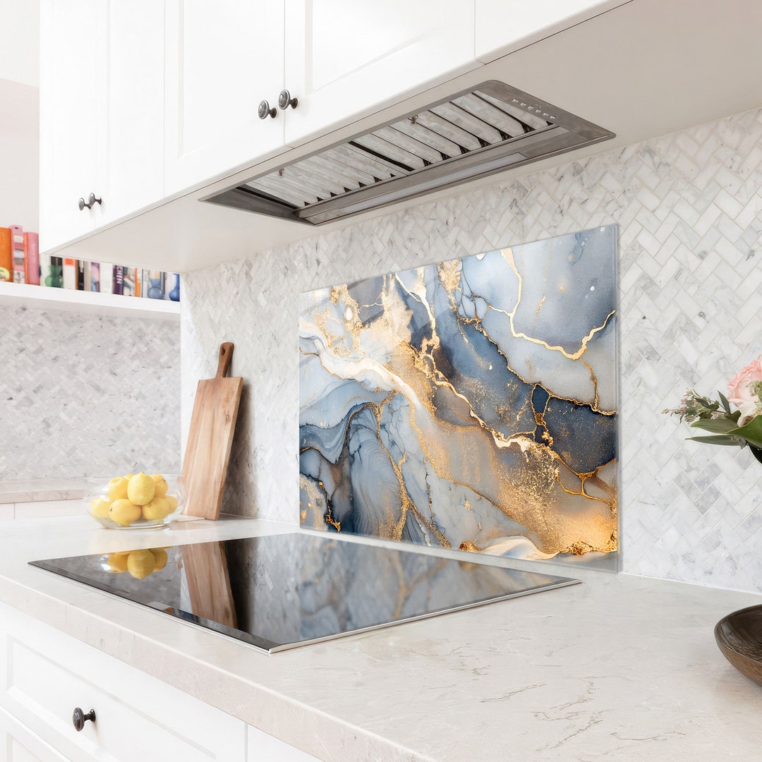 Ethereal Labyrinth Tempered Glass Kitchen Backsplash, Stove Backsplash ...