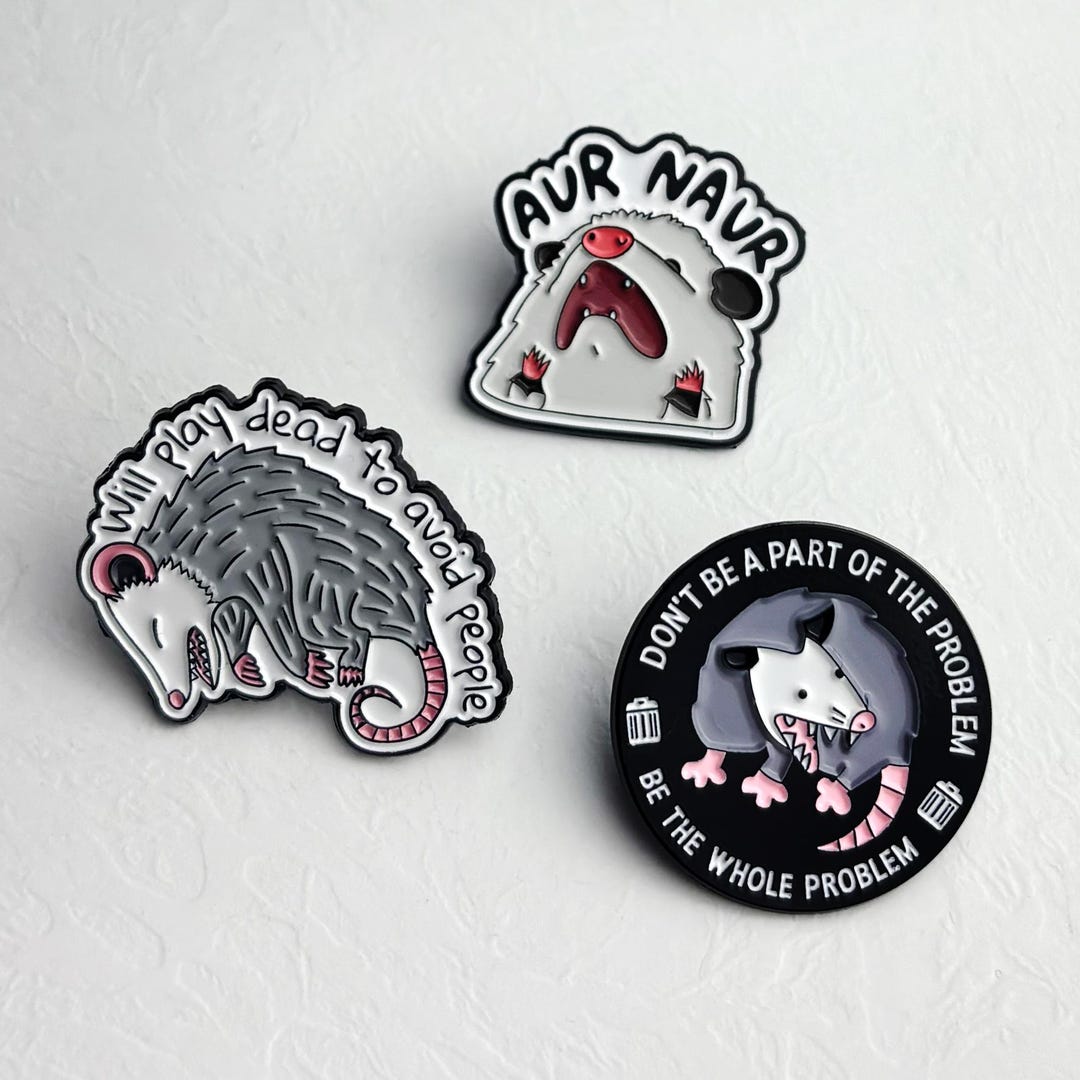 Opossum Pins Cute Enamel Pin Jacket Garment Badge Possum Lover Metal ...
