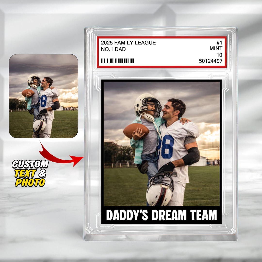 Football No. 1 Dad Grandpa Man & Kid Trading Card Style Personalized ...