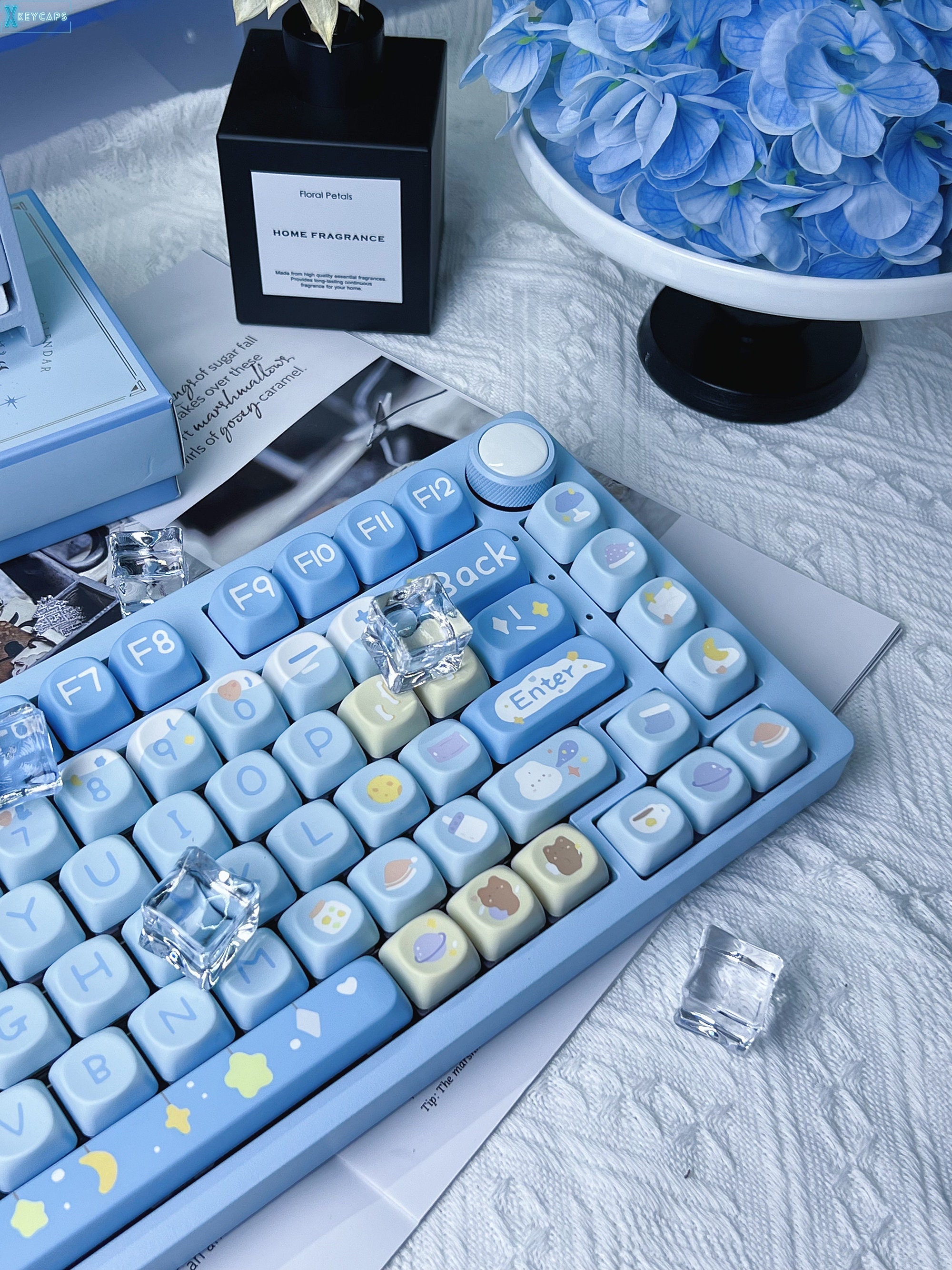 DREAMY BEAR Cute Blue Pbt ISO Keycap Set for Mechanical Keyboard ...