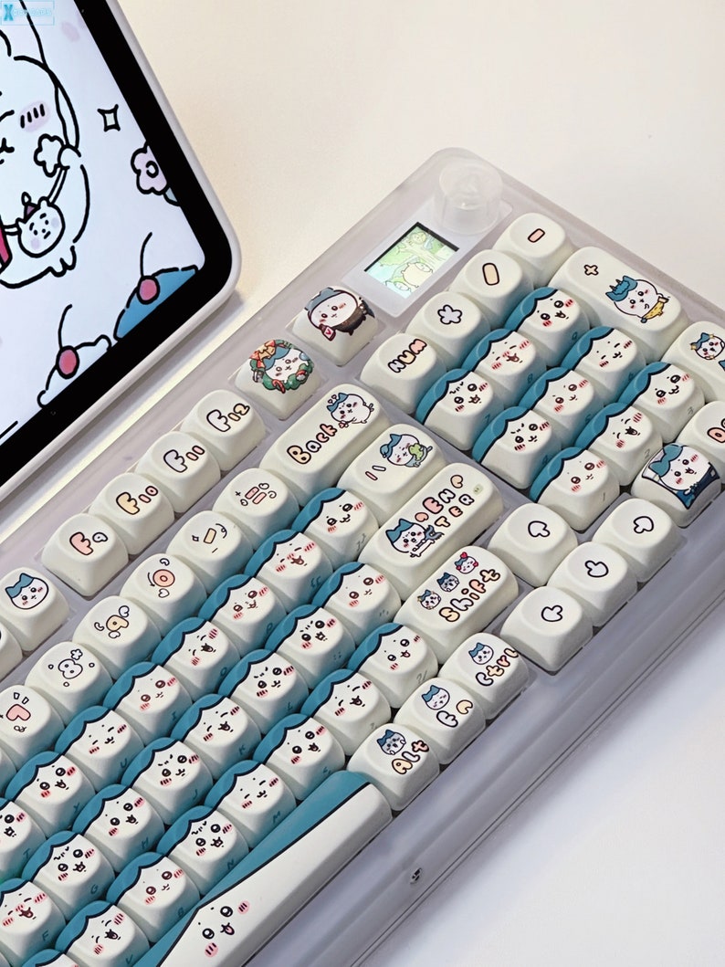 Chiikawa Cute Blue Anime PBT Keycap Set for Mechanical Keyboard, Kawaii ...