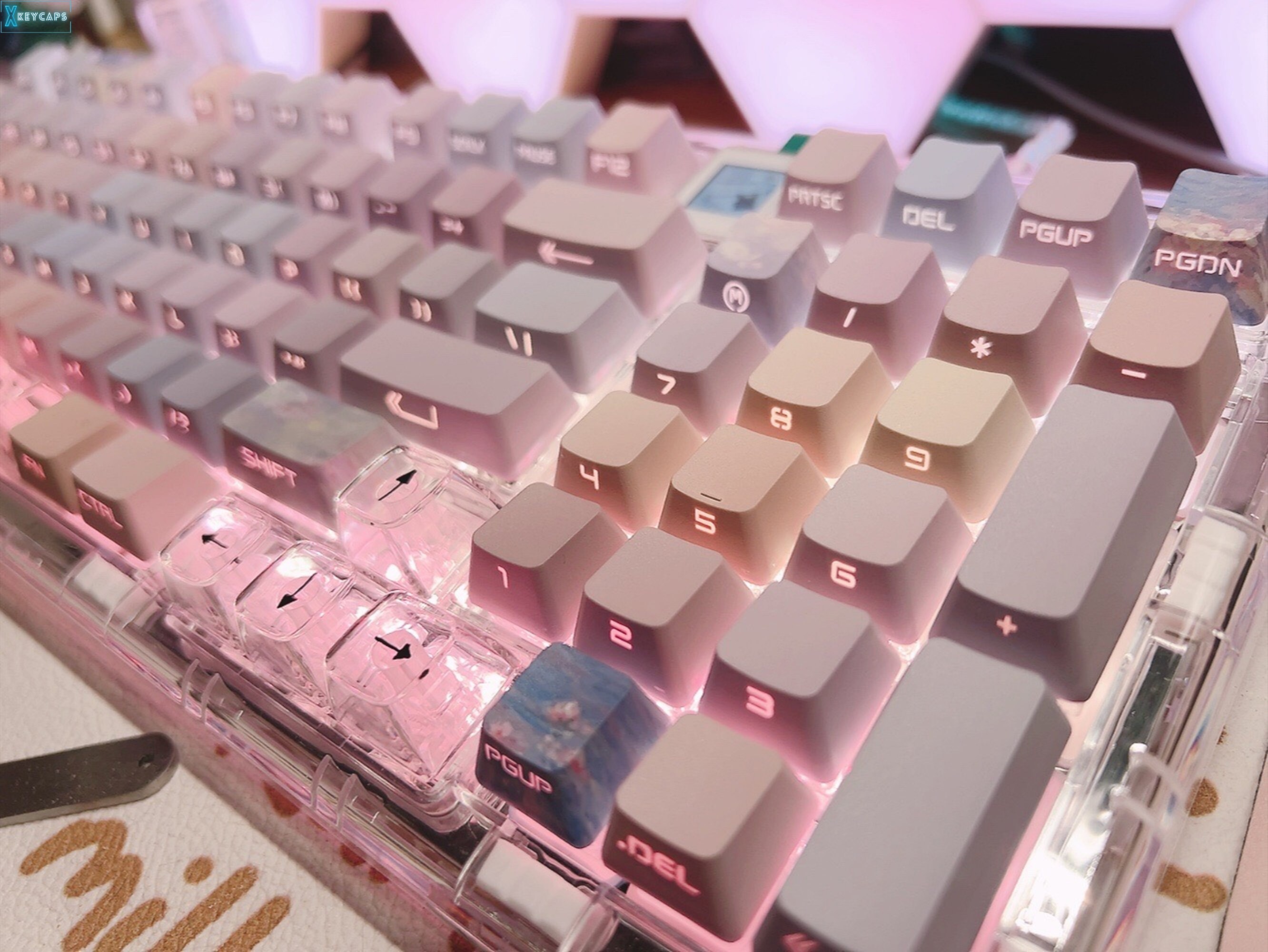 Cute PBT OEM Gradient Backlit Keycap Set for Mechanical Keyboard Monet ...