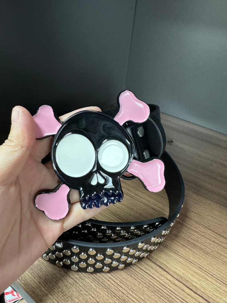 Y2K Gothic Rivet Buckle,punk Rivets Skull Belt,rock Belt Unisex,black ...