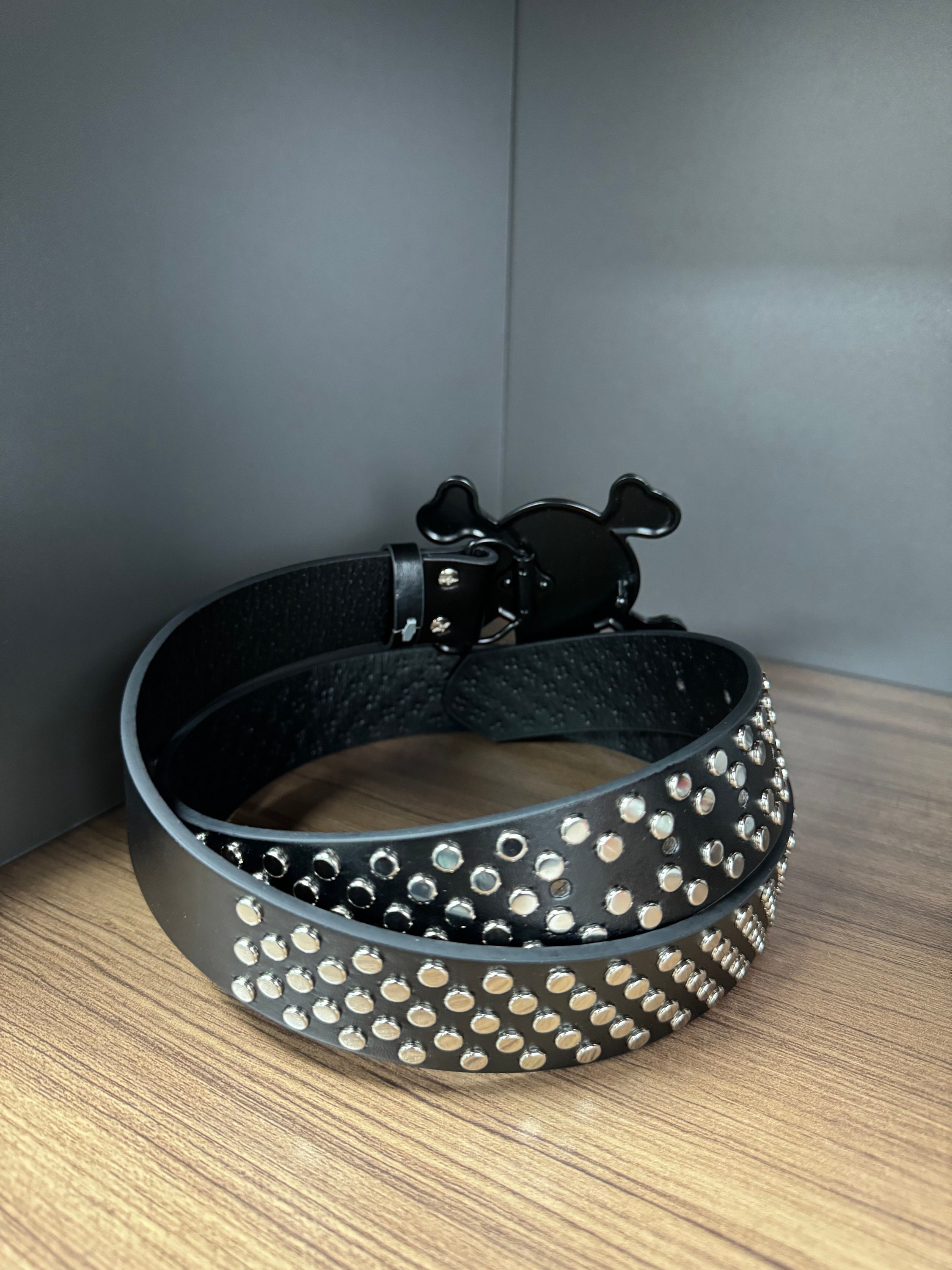 Y2K Gothic Rivet Buckle,punk Rivets Skull Belt,rock Belt Unisex,black ...