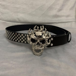 Black Punk Rivet Skull Belt, Trendy Waistband, Y2K Belt,rock Belt ...