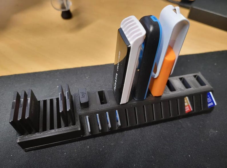 Wide USB Stick Holder - 15cm 3D Printed USB, SD & Microsd Organizer for ...