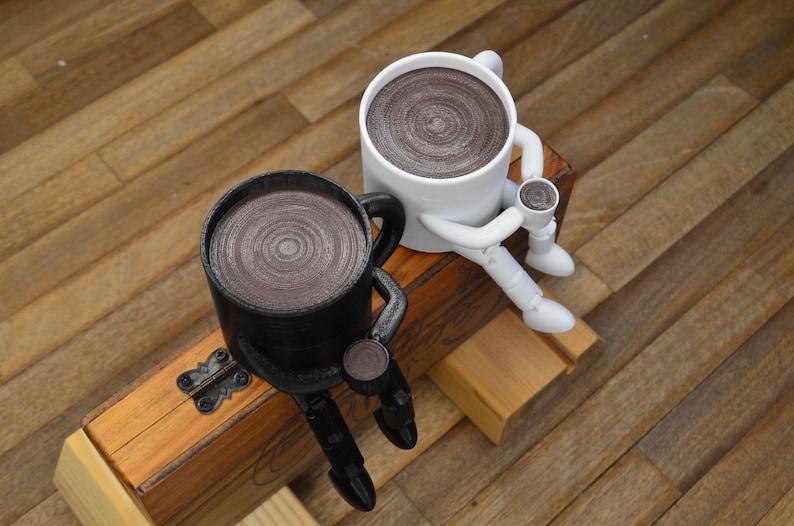 3D Printed Coffee Mug (2 Pieces) Table Decor | Funny Espresso Cup Duo ...
