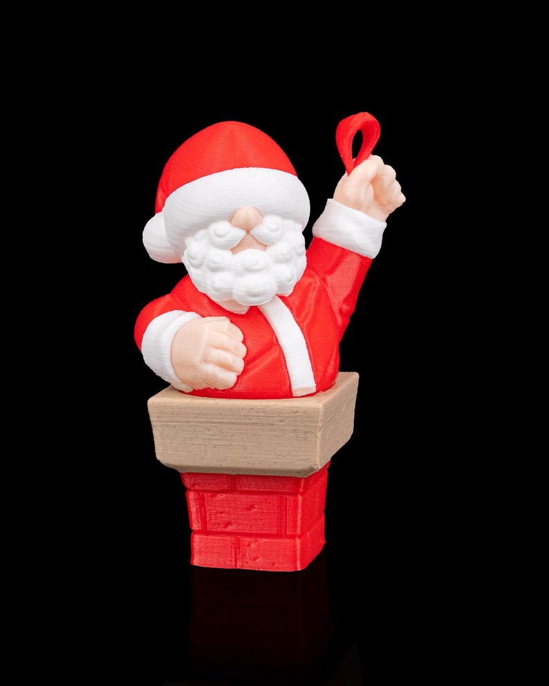 Santa in Chimney Christmas Ornament – 3D Printed Holiday Tree ...