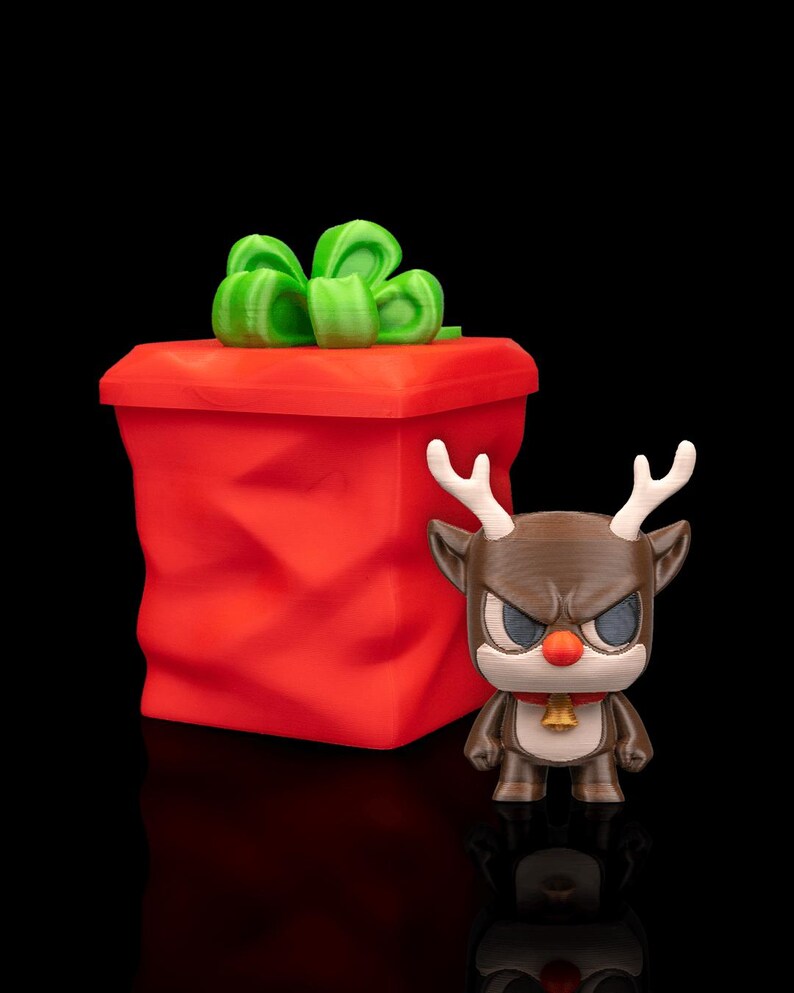 Mini Reindeer Figure With Gift Box Option – 3D Printed Christmas ...