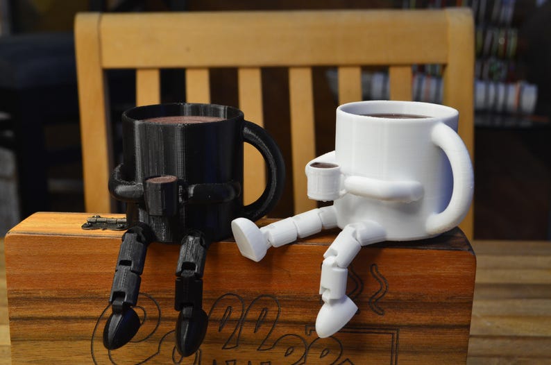 3D Printed Coffee Mug (2 Pieces) Table Decor | Funny Espresso Cup Duo ...
