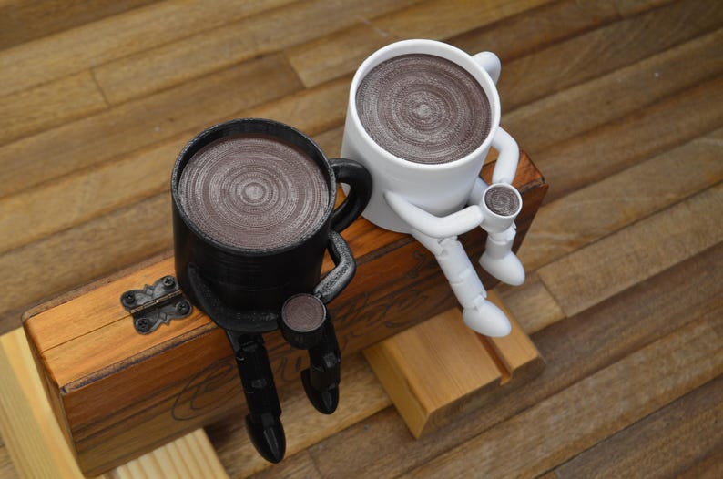 3D Printed Coffee Mug (2 Pieces) Table Decor | Funny Espresso Cup Duo ...