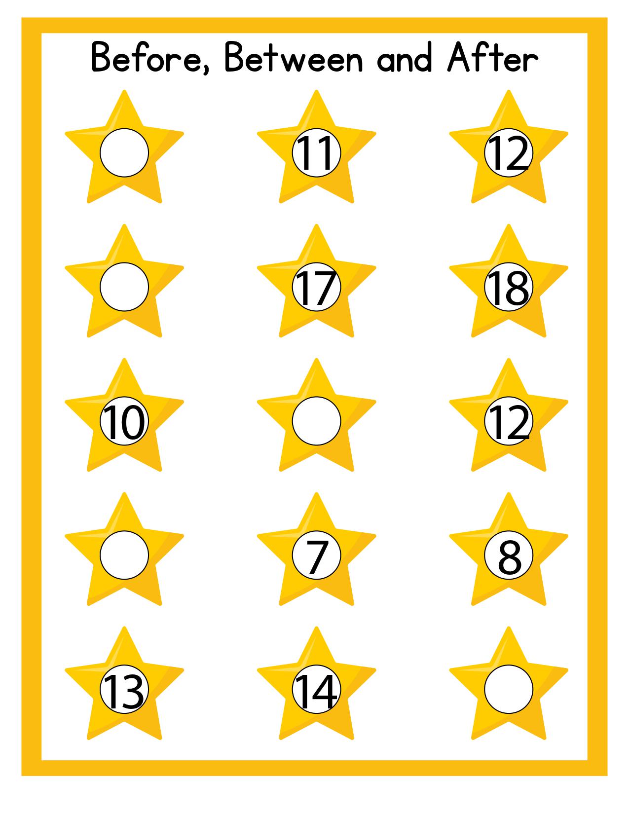 Before, Between and After Numbers Practice | Preschool Math Worksheets ...