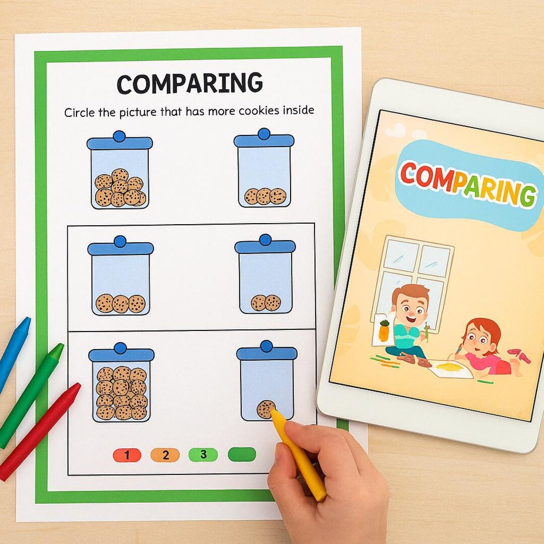 Comparing Activity Worksheets for Preschool (25 Pages) | More or Less ...