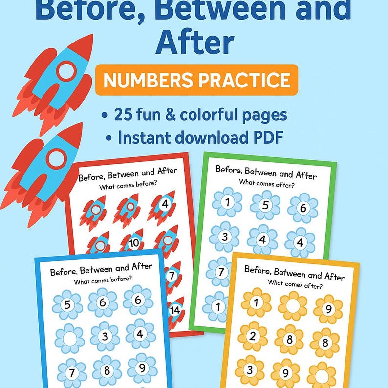 Before, Between and After Numbers Practice | Preschool Math Worksheets ...
