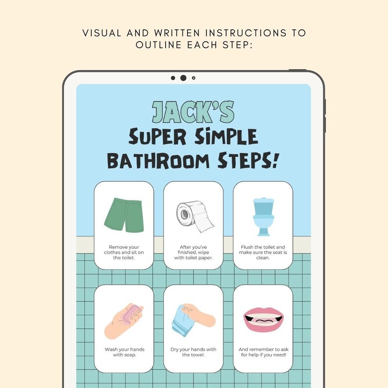 Bathroom Sign for Kids Toilet Training Editable Customise Name Visual ...