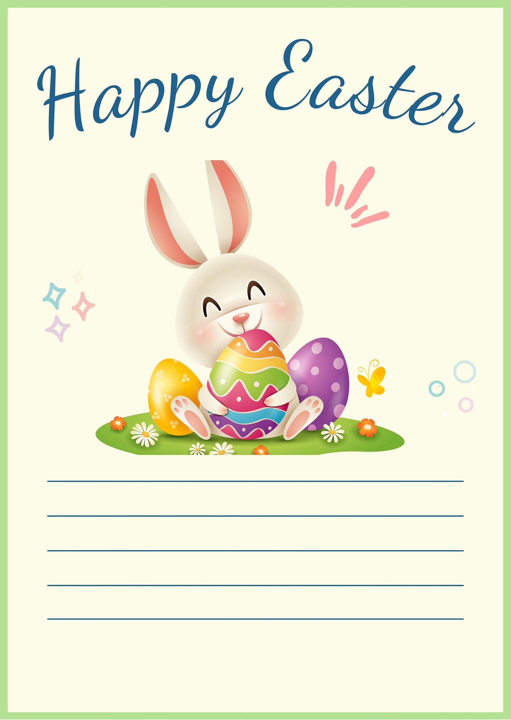 Printable Easter Card Cross Happy Easter Editable Template Print-at ...
