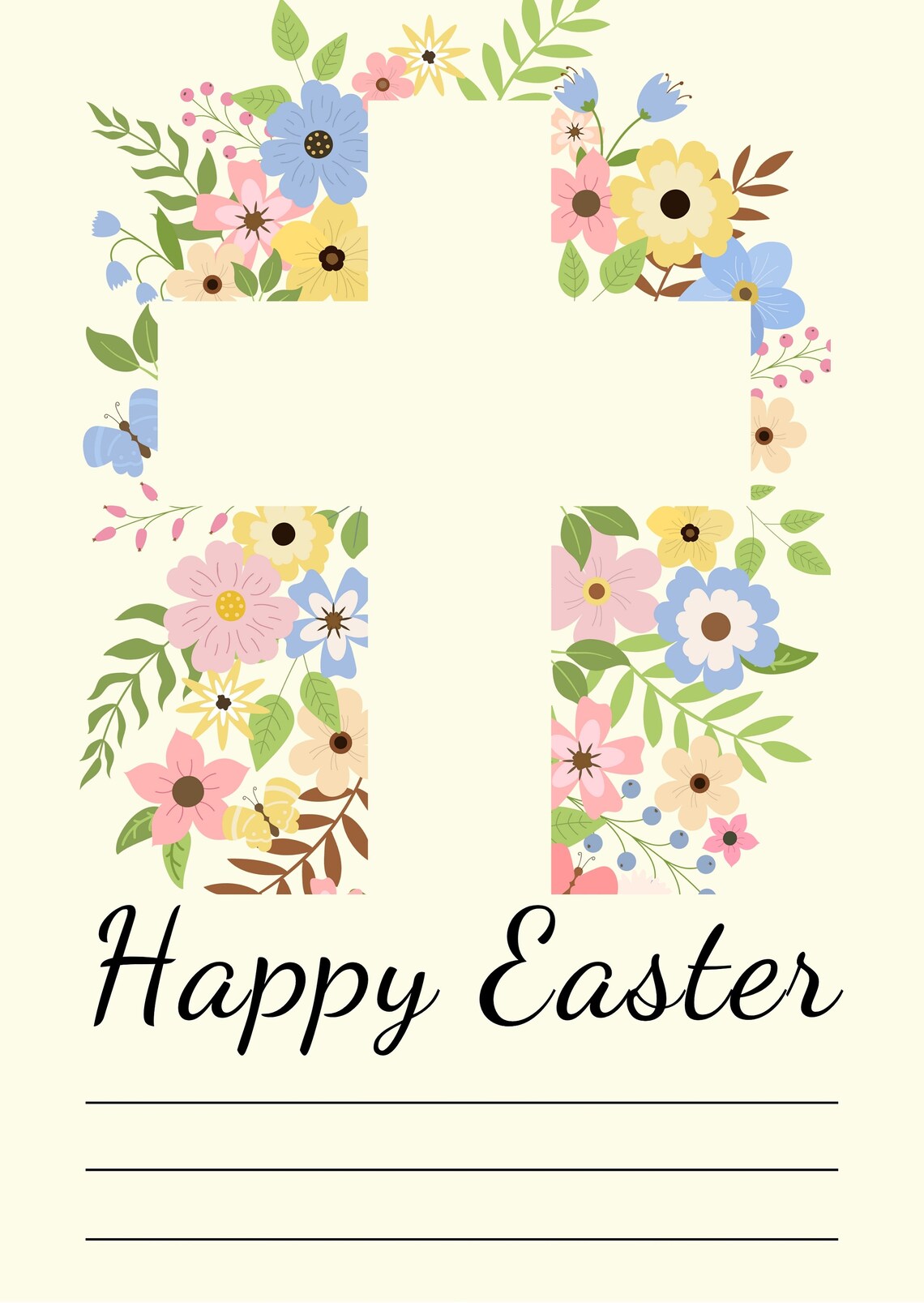 Printable Easter Card Cross Happy Easter Editable Template Print-at ...